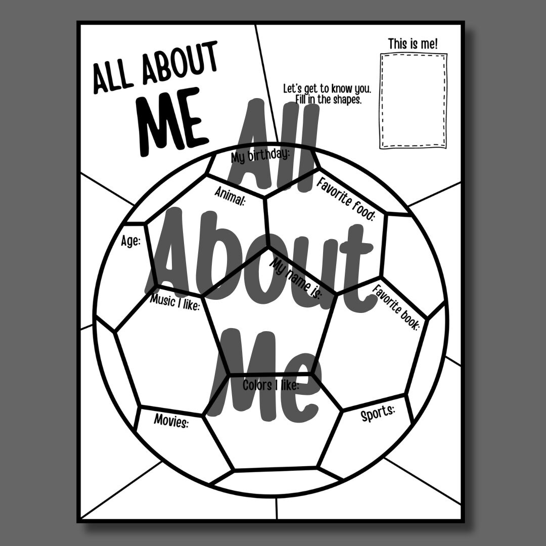 Football Theme Kids, All About Me Worksheet - First Day of School All ...