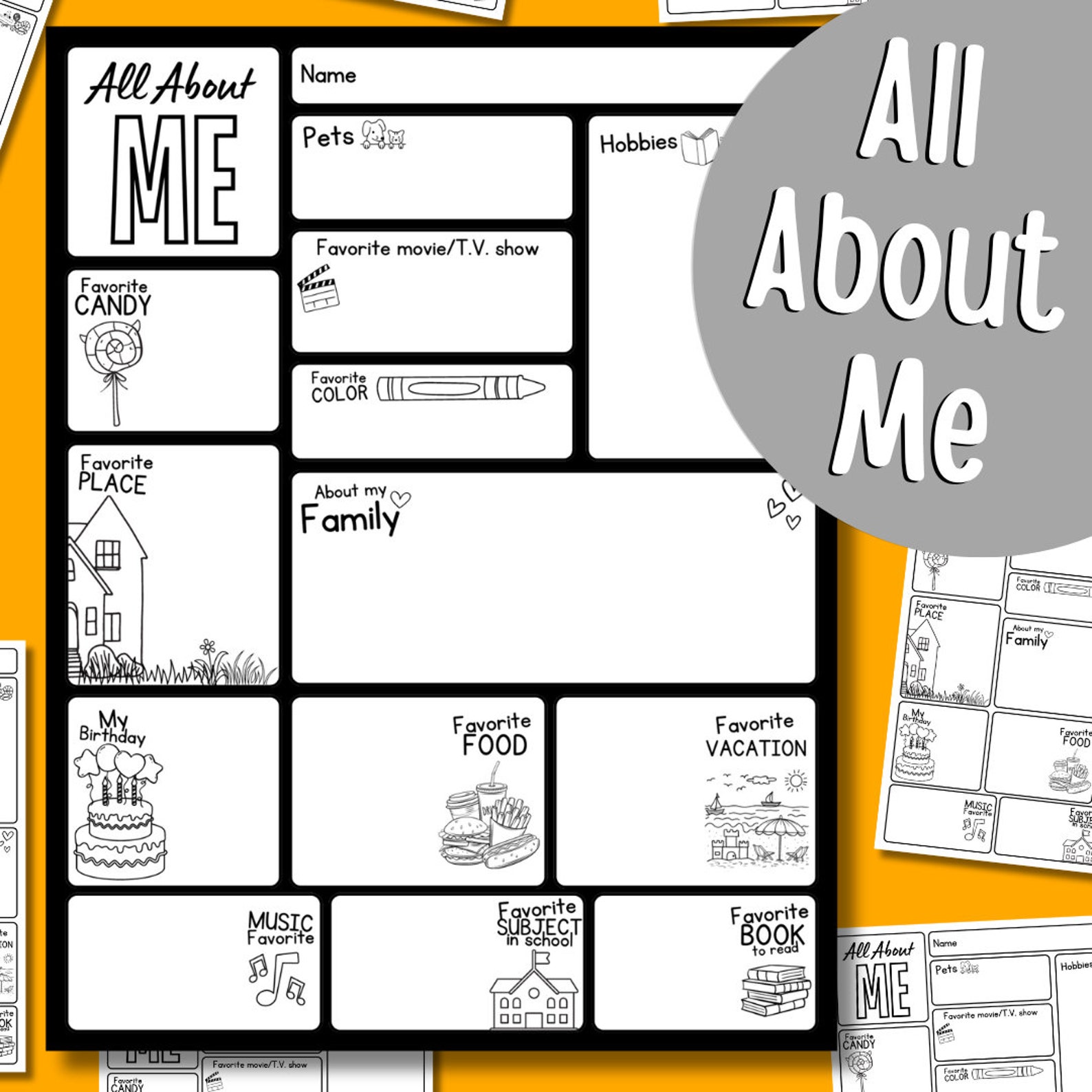 All About Me Worksheet: First Day of School Printable Activity (PDF) - Etsy