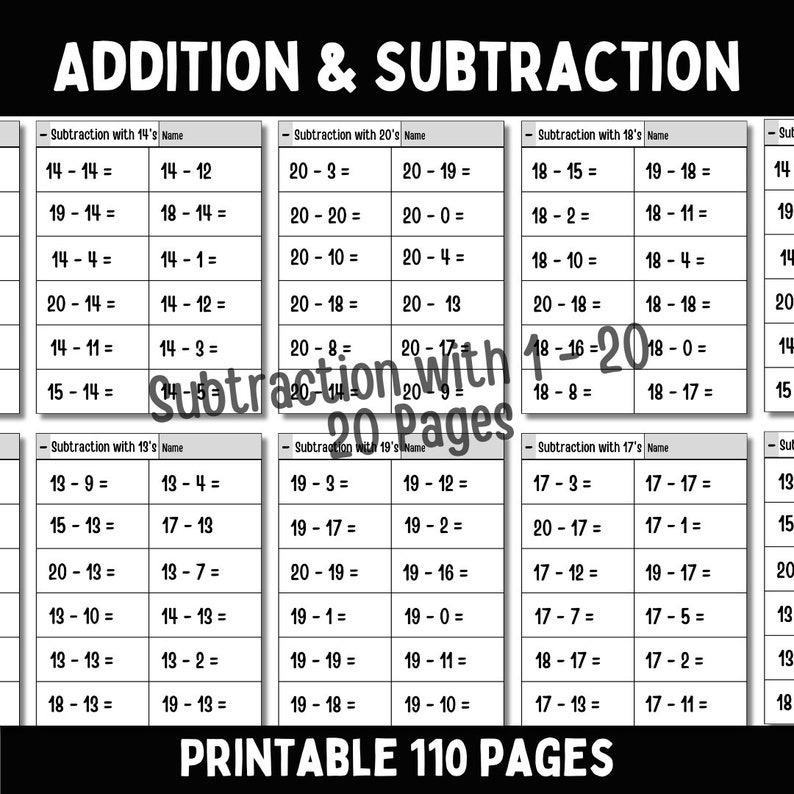 Math Worksheets - Addition and Subtraction - Math Worksheets for Kids ...