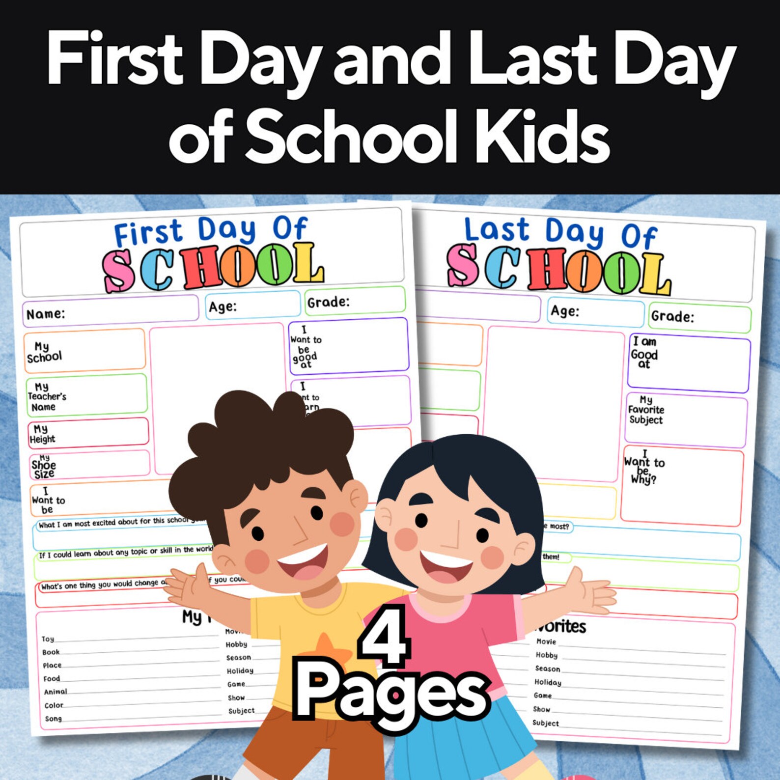 All About Me, First Day of School, Last Day of School, Back to School ...