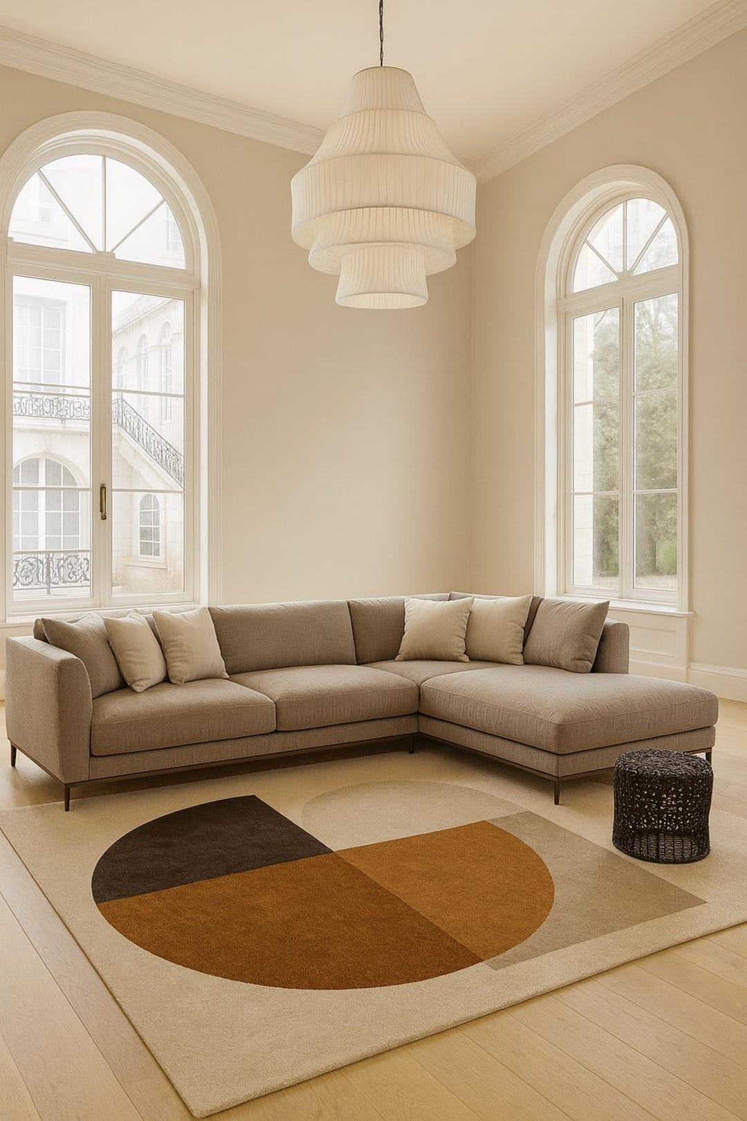 Neutral Modern Rug , Luxury Soft Wool , Beige & Brown Abstract Carpet ...