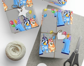 Custom Bluey Gift Wrap for Kids Bluey Birthday Gift Wrapping Paper ...