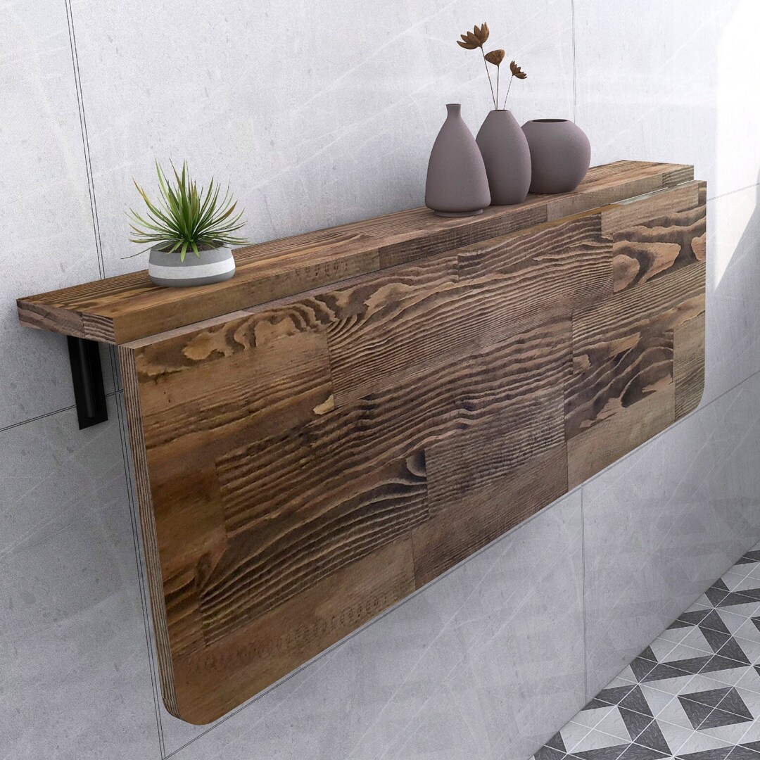 Solid Wooden Wall Mount Folding Kitchen Table,small Space Table, Wall ...