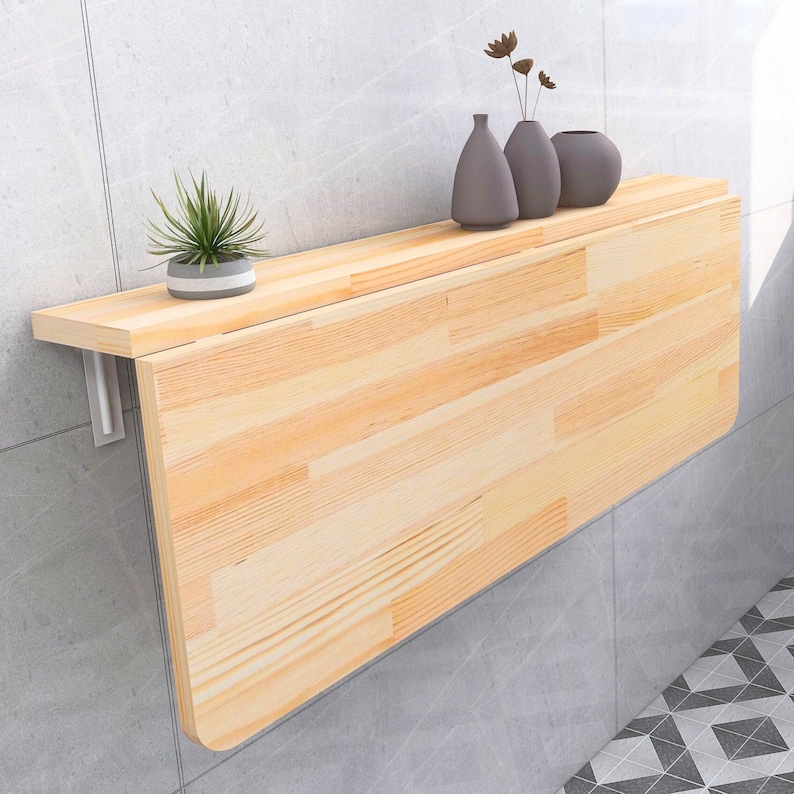 Solid Wooden Wall Mount Folding Kitchen Table,small Space Table, Wall ...