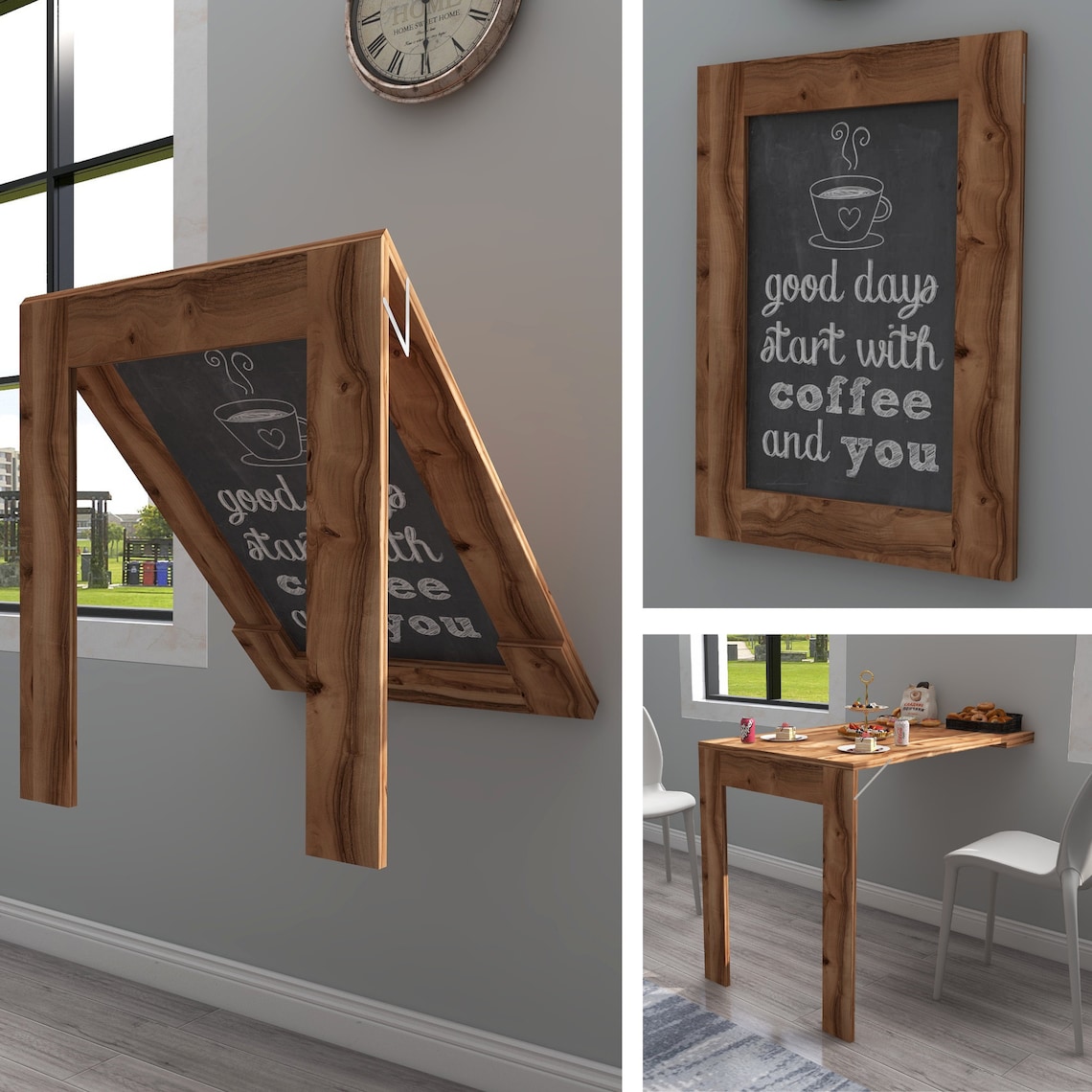 Wall Mounted Folding Frame Table, Folding Kitchen Table, Floating ...