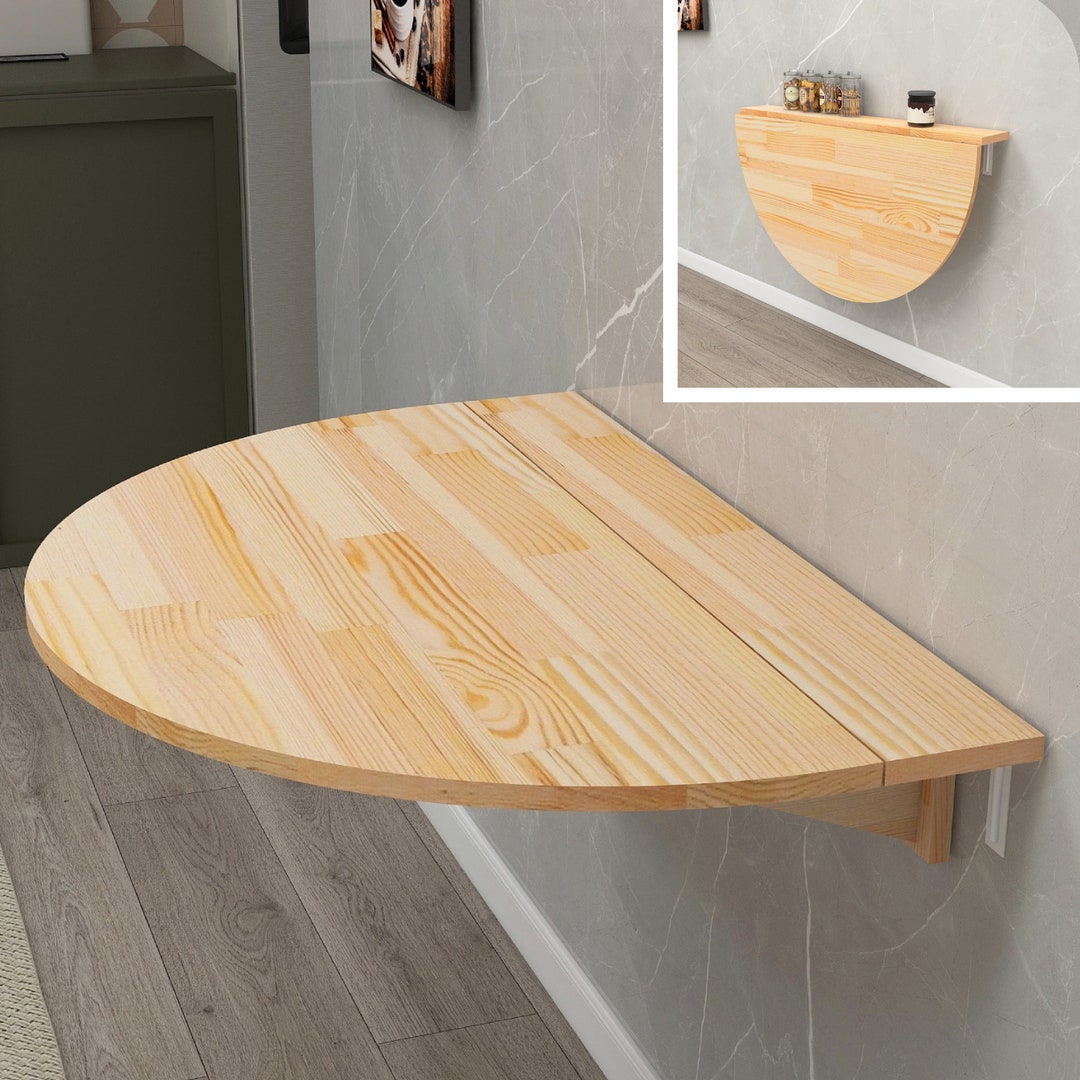 Solid Wooden Wall Mount Kitchen Table Space Saving Table - Etsy