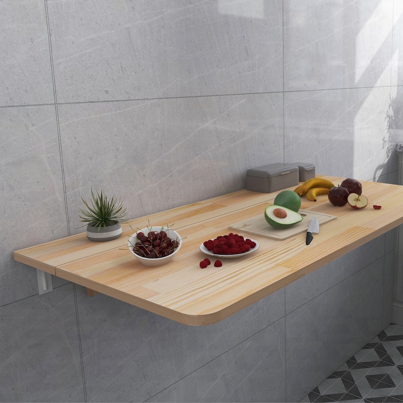 Solid Wooden Wall Mount Folding Kitchen Table,small Space Table, Wall ...