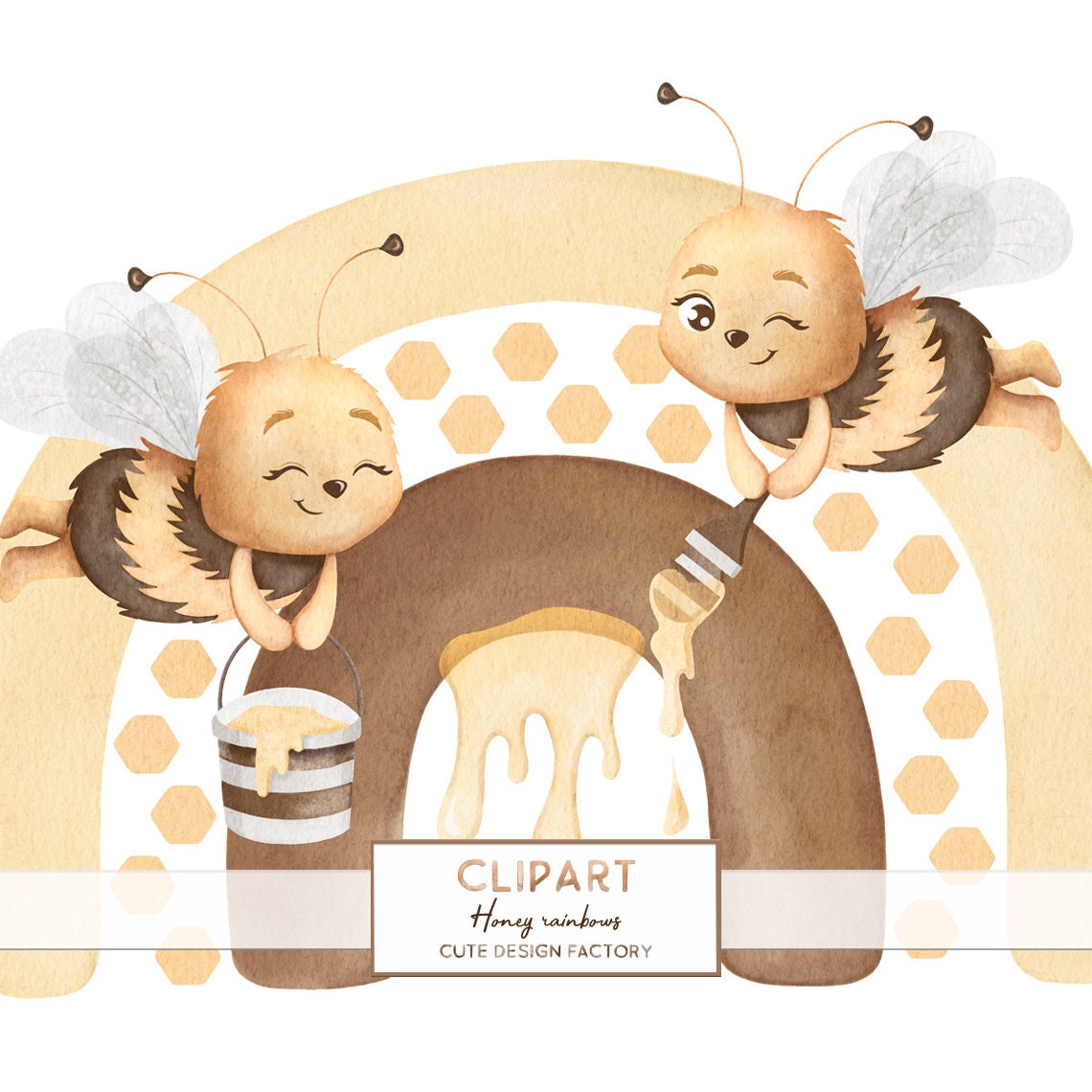 Cute Bee Watercolor Clipart Watercolor Bees Png Honey - Etsy