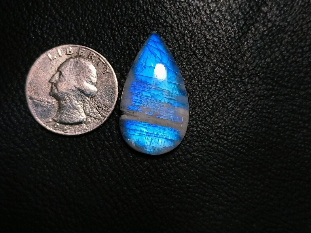 Wow Blue Flashy Rainbow Moonstone Pear Shape Cabochon Size 31x18x7 Mm ...