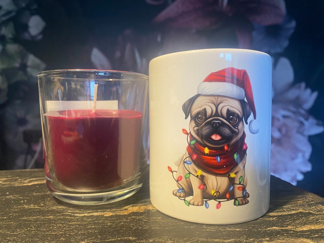 Christmas Pug on the Cup Pug Love for Cup Lovers - Etsy