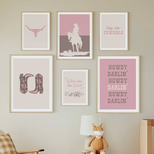 Vintage Cowgirl Posters Set of 6 Retro Cowgirl Nursery Cowgirl Retro ...
