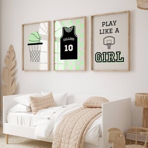 Personalized Girls Basketball Print Set of 3 | Custom Name Basketball ...