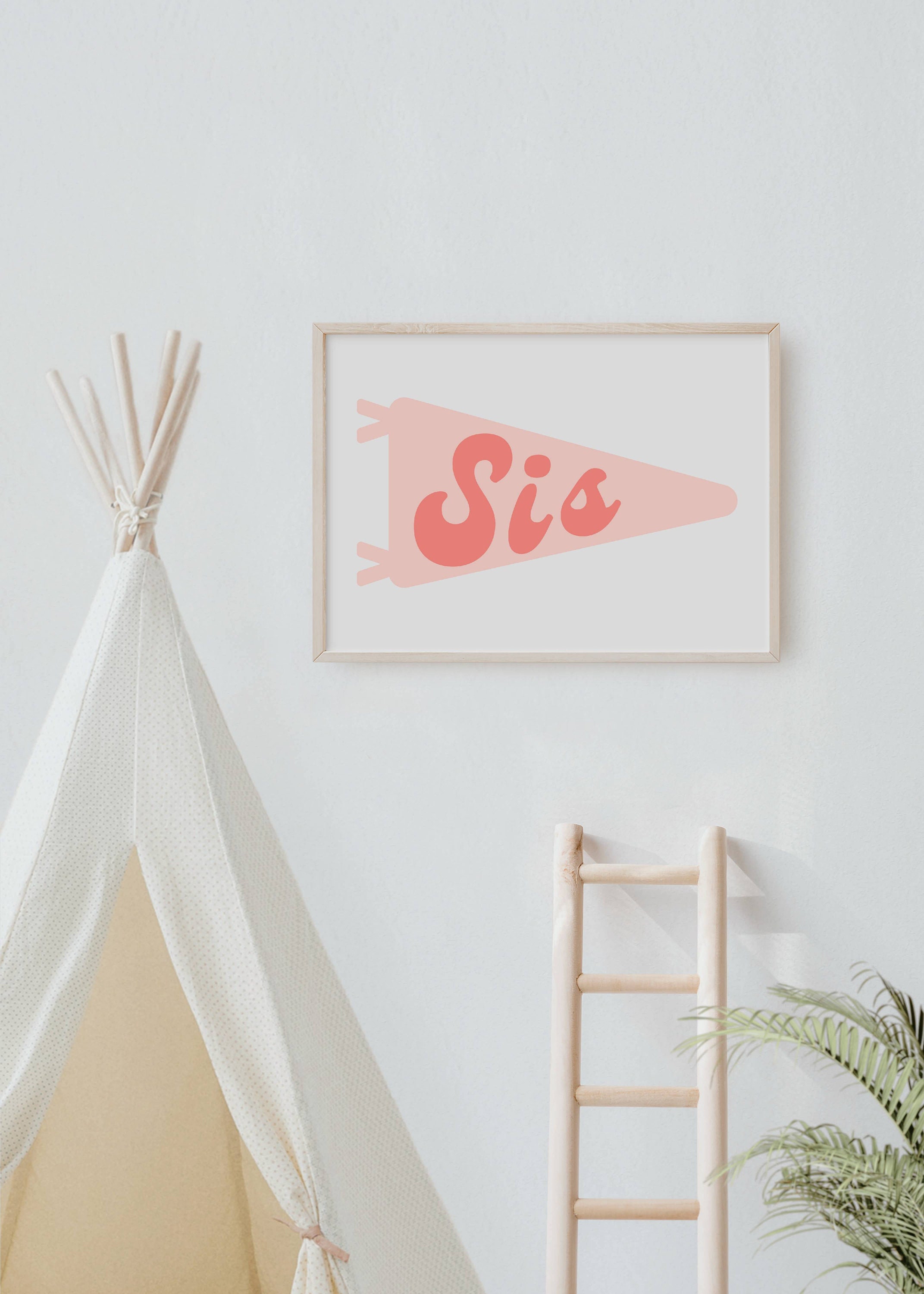 Girls Pennant Art Print, Sis Digitial Print, Baby Sister Nursery Print ...