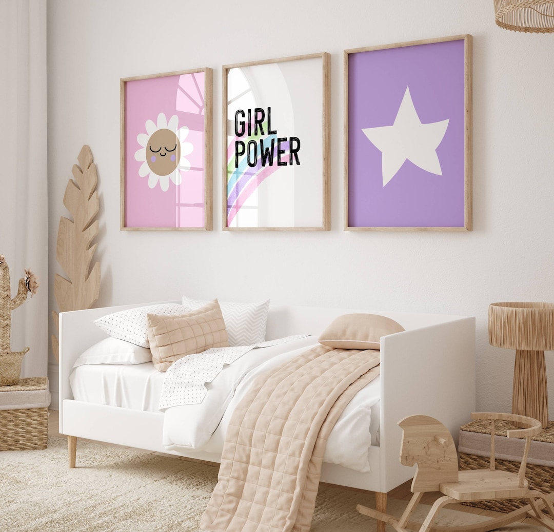 Girl Power SET OF 3 Girls Prints Toddler Girl Room Decor Pink and ...