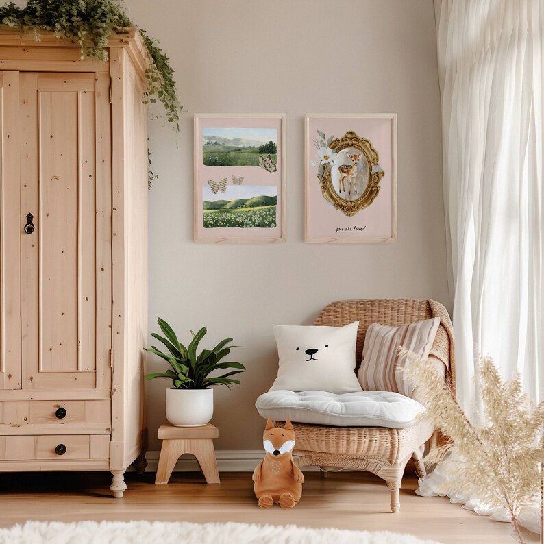 Set of 2 Cottagecore Wall Art Prints Grandmillennial Watercolor ...