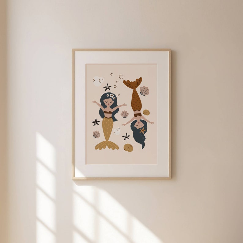 Boho Mermaids Gallery Wall SET OF 3 Girl Nursery Decor Neutral Girl ...