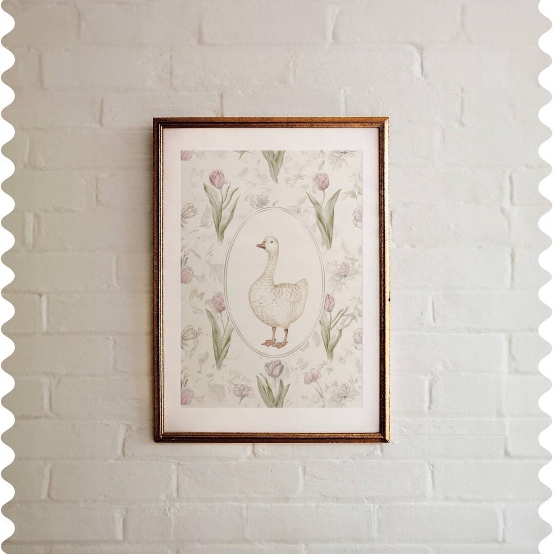 Cottagecore Goose Print: Vintage Tulip Nursery Art (digital Download ...
