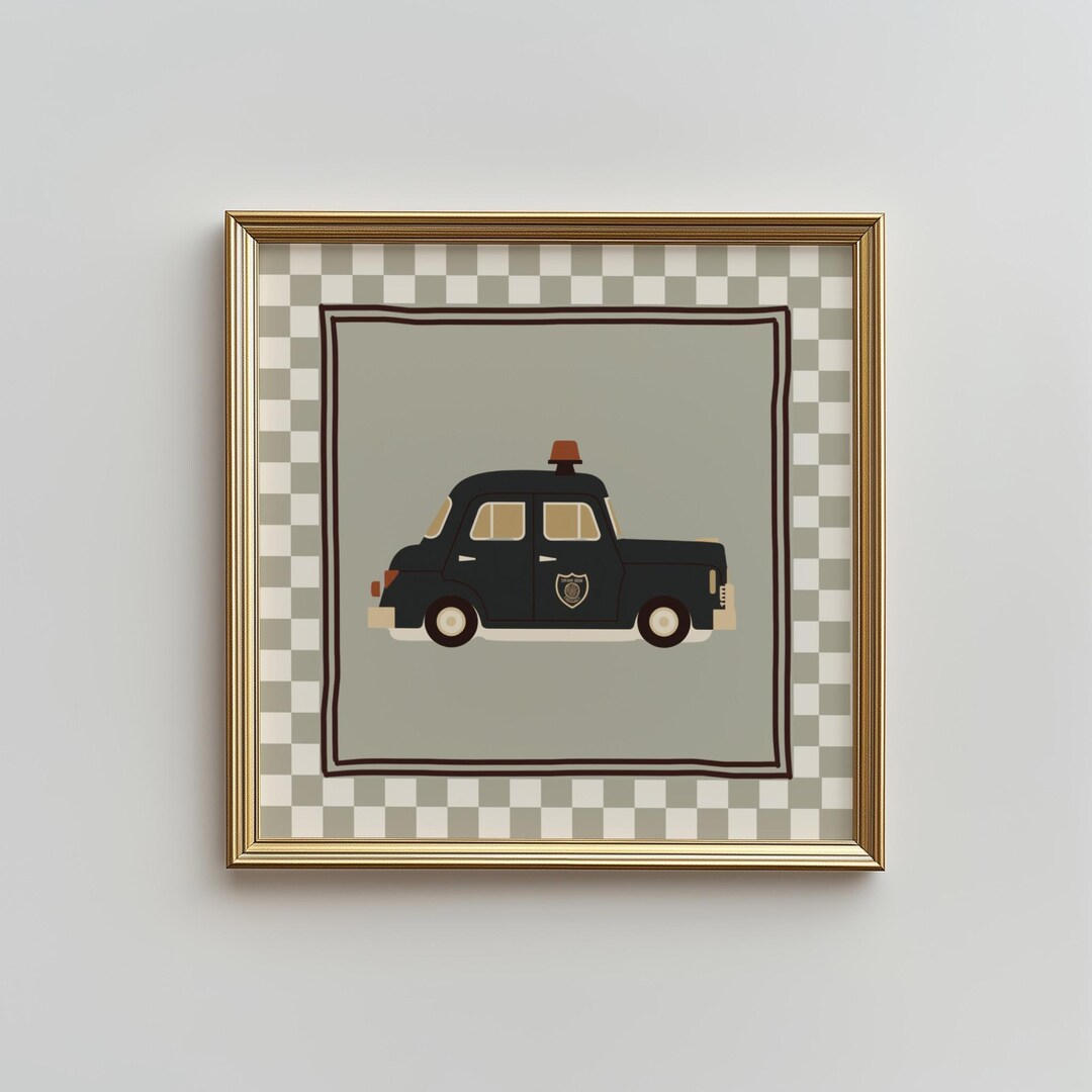 European Police Car Print, Retro Nursery Decor (digital Download) - Etsy