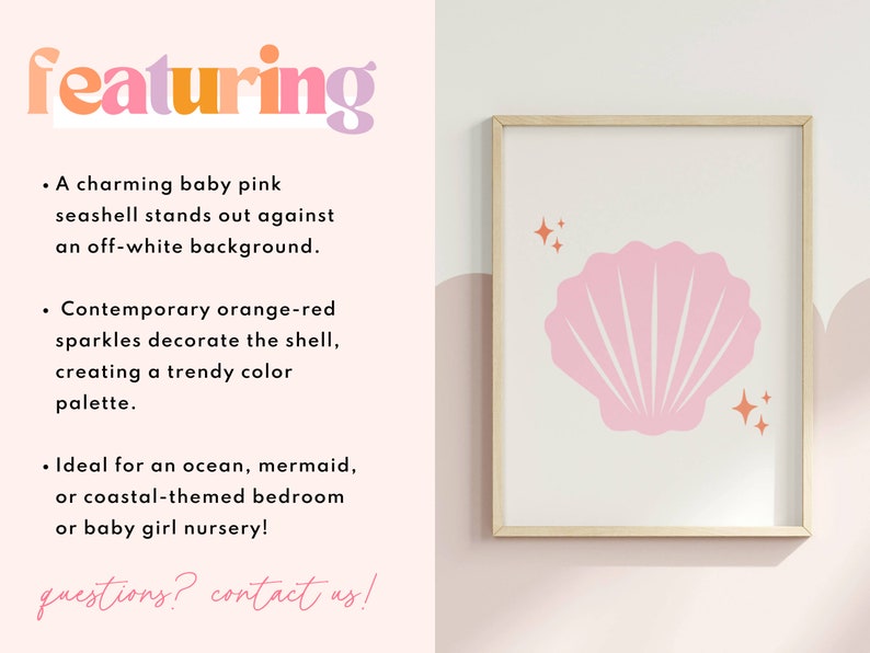 Cute Seashell Print for Girl's Room Coastal Girl Nursery Decor ...