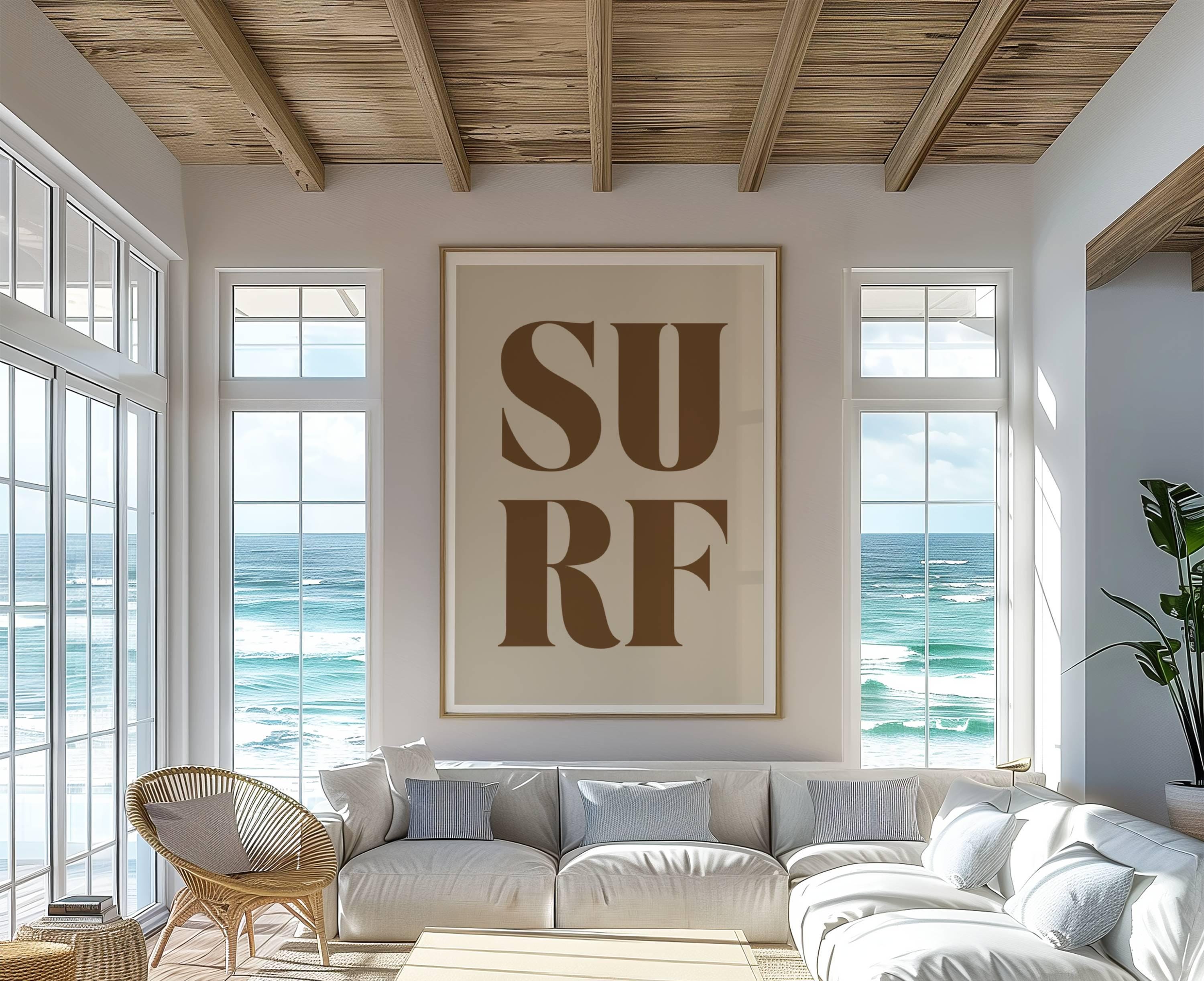 Retro Sand Surf Salt Print Set: Pink & Mocha Coastal Art (digital ...