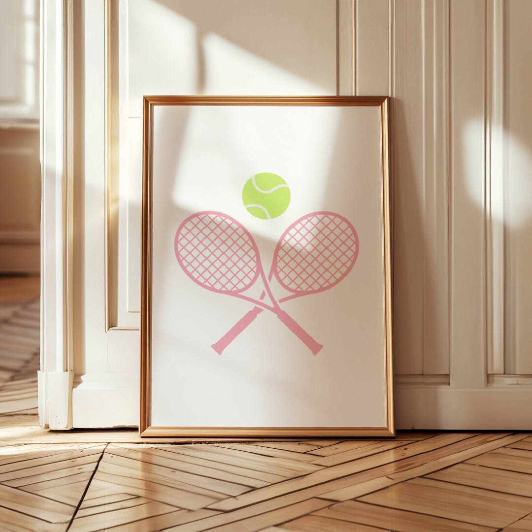 Pink Tennis Racket Poster Girls Tennis Wall Art Girls Sports Print ...