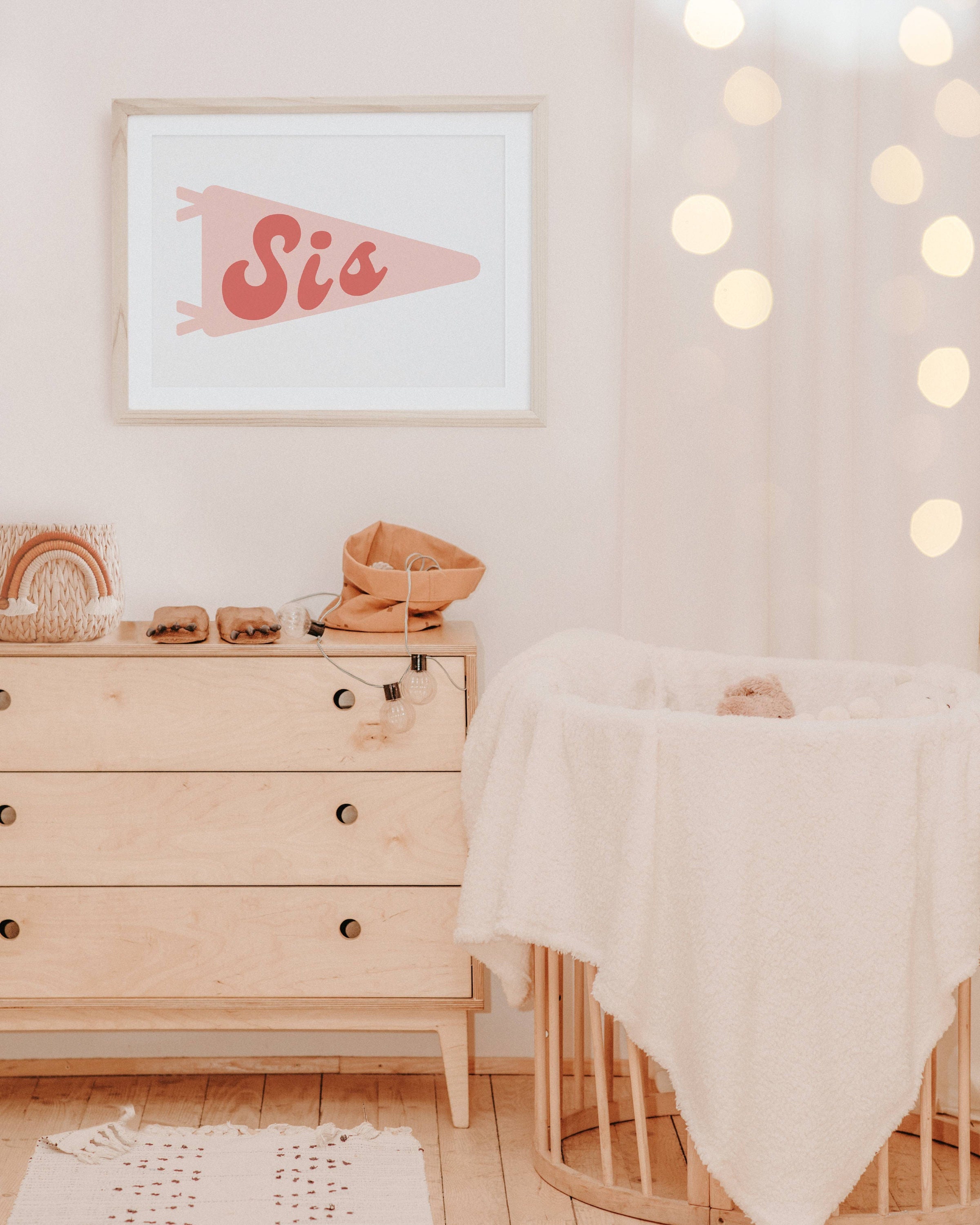 Girls Pennant Art Print, Sis Digitial Print, Baby Sister Nursery Print ...