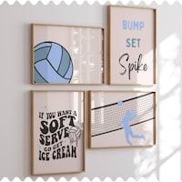 Colorful Volleyball Art for Girls Room Decor, Volleyball Wall Art ...