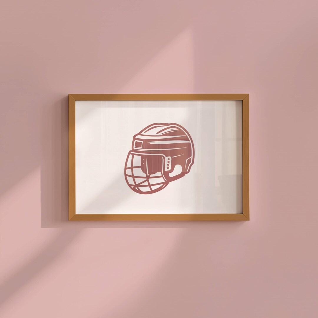 Girls Hockey Helmet Print, Blush Pink Sports Decor (digital Download ...