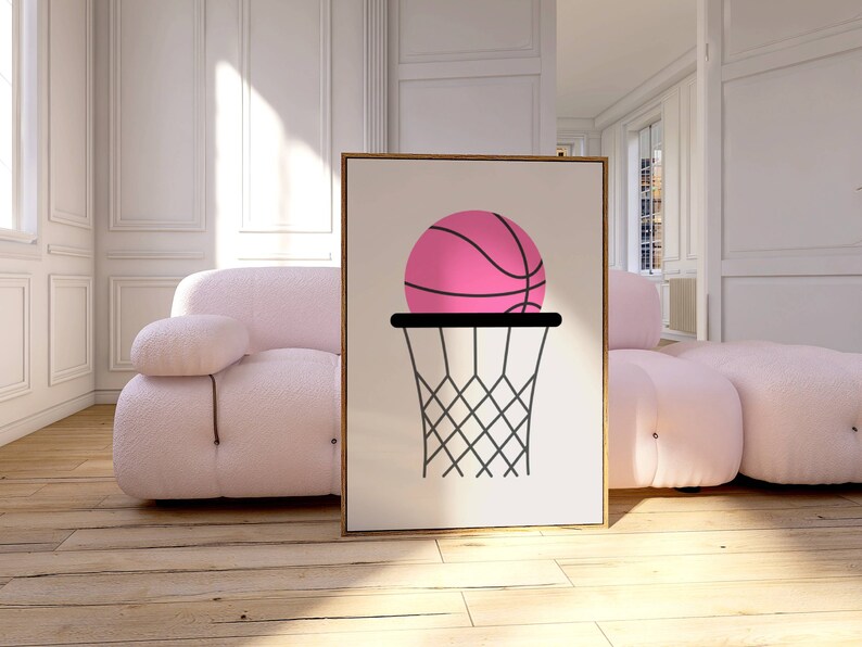 Trendy Girl's Basketball Hoop Print Girl Sports Decor Girls Room Wall ...