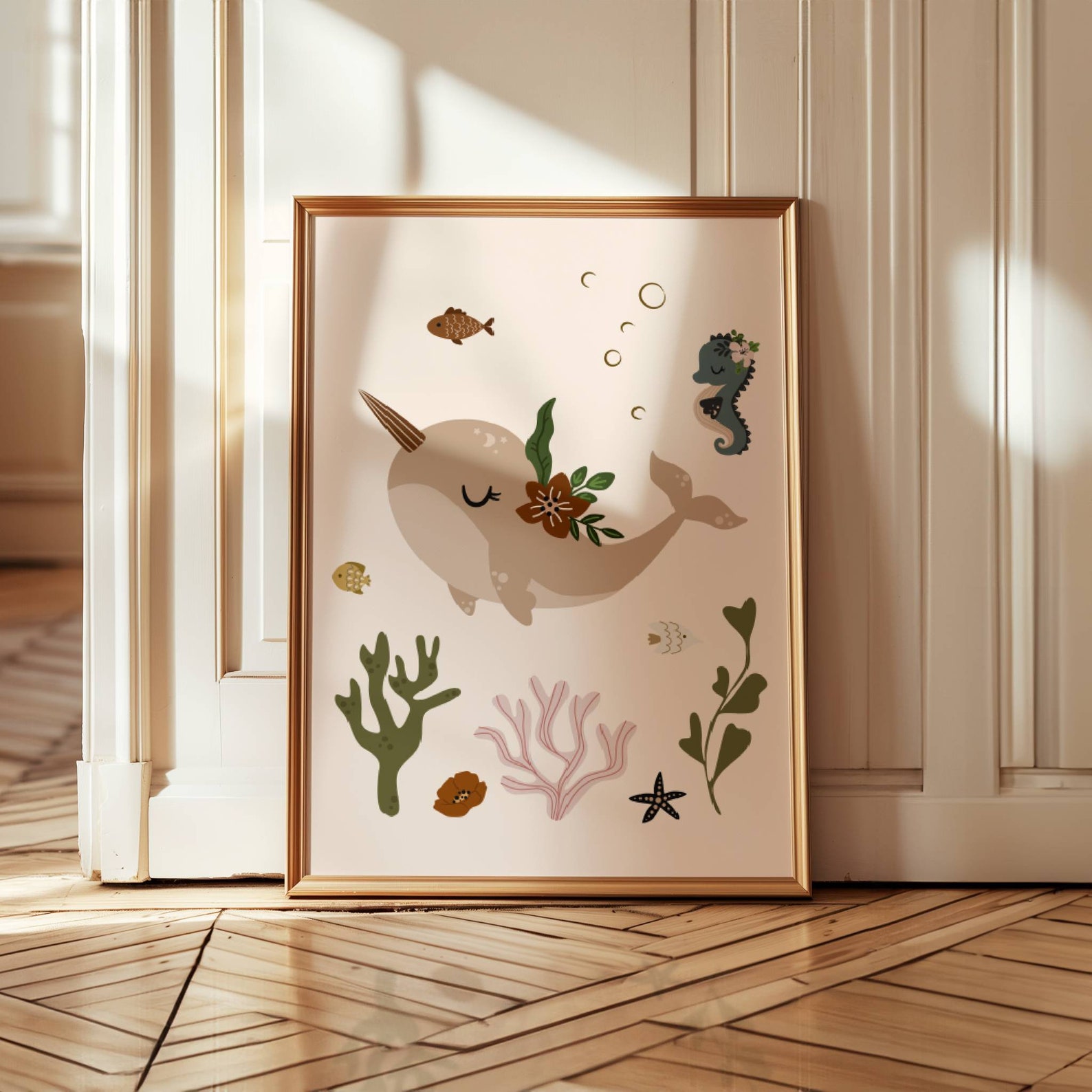 Boho Sea Animals Wall Art SET OF 3 Girl Nursery Decor Neutral Girl Room ...