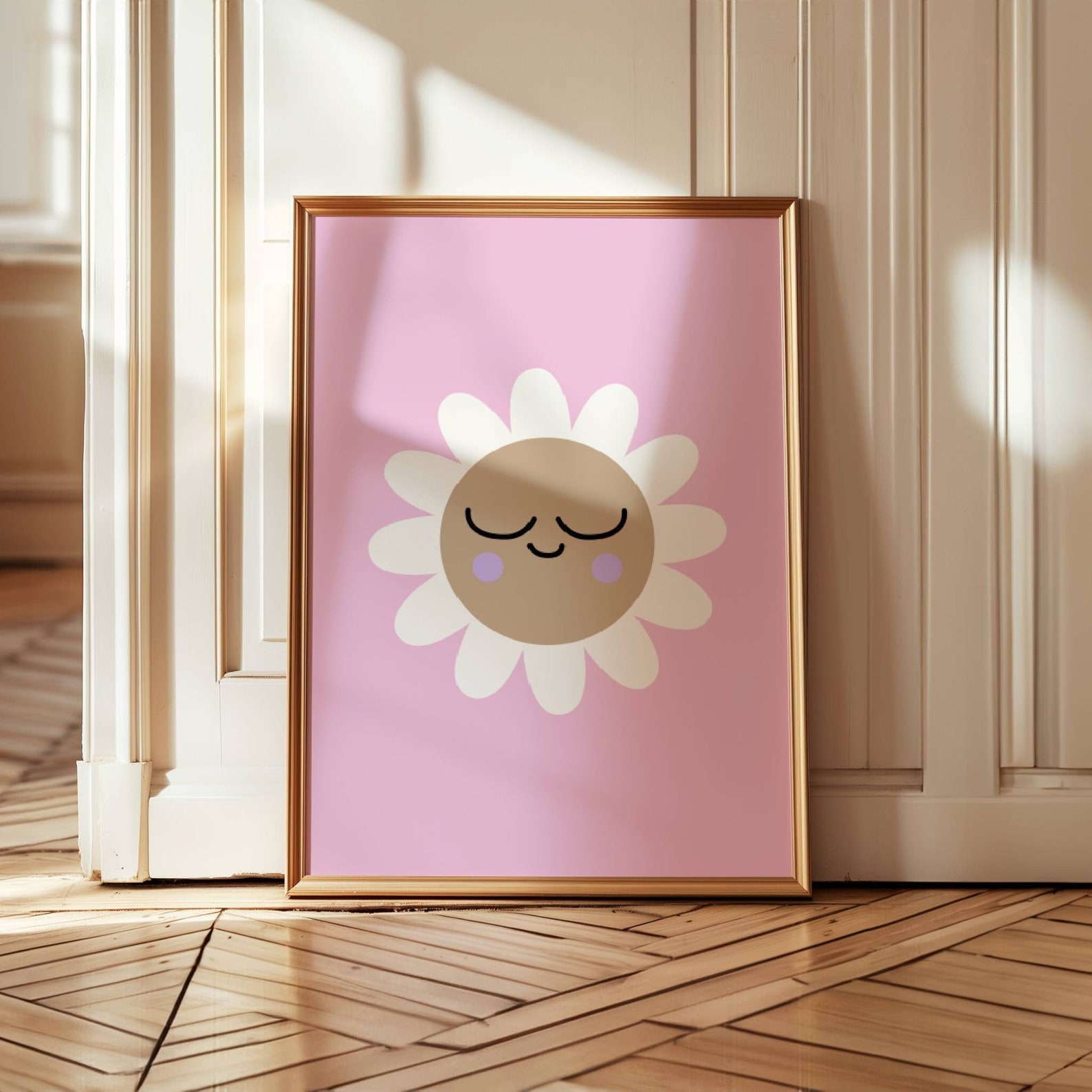Sleepy Daisy Nursery Print: Pink Flower Wall Art (digital Download) - Etsy