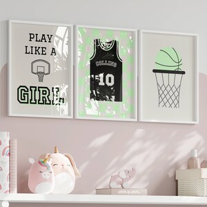Personalized Girls Basketball Print Set of 3 | Custom Name Basketball ...