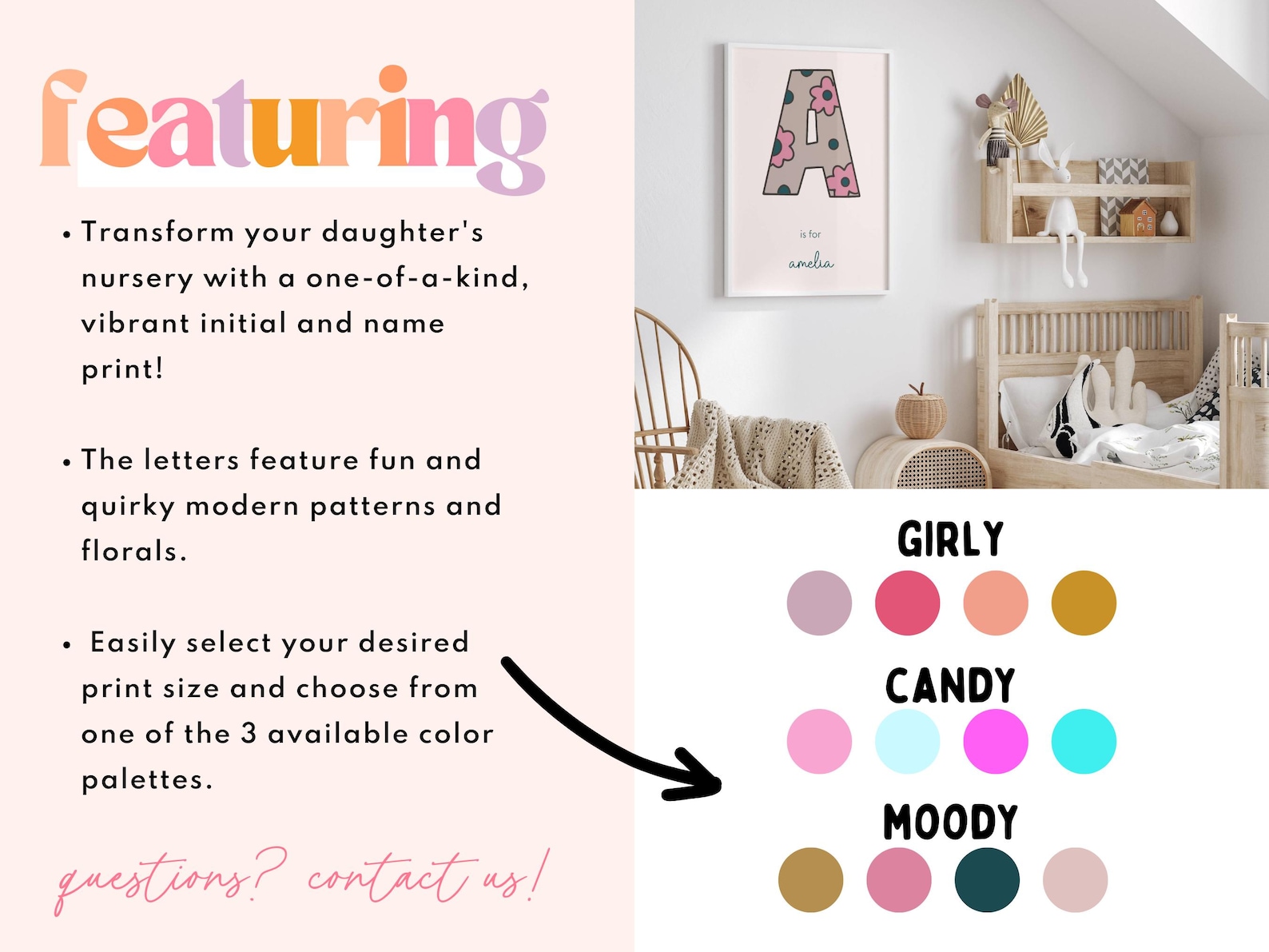 Personalized Folk Art Initial Print: Boho Baby Girl Nursery Decor - Etsy