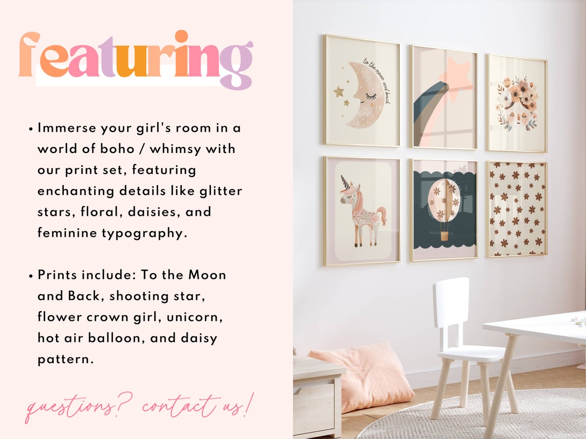 Girl's Boho Nursery Print BUNDLE to the Moon and Back Boho Nursery ...