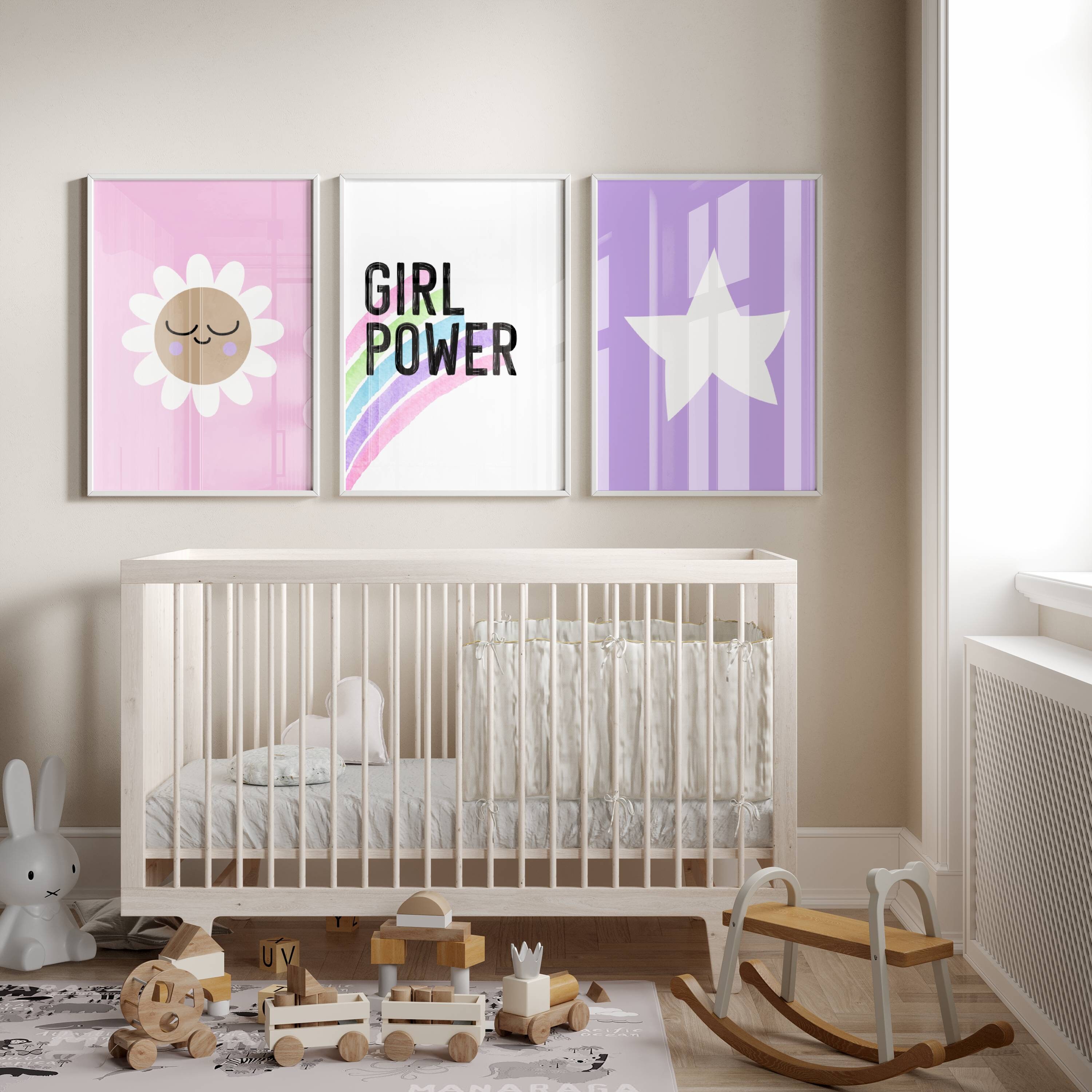 Girl Power SET OF 3 Girls Prints Toddler Girl Room Decor Pink and ...