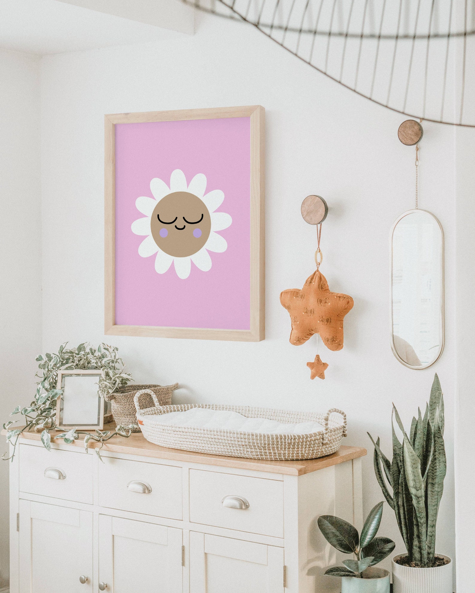 Sleepy Daisy Nursery Print: Pink Flower Wall Art (digital Download) - Etsy