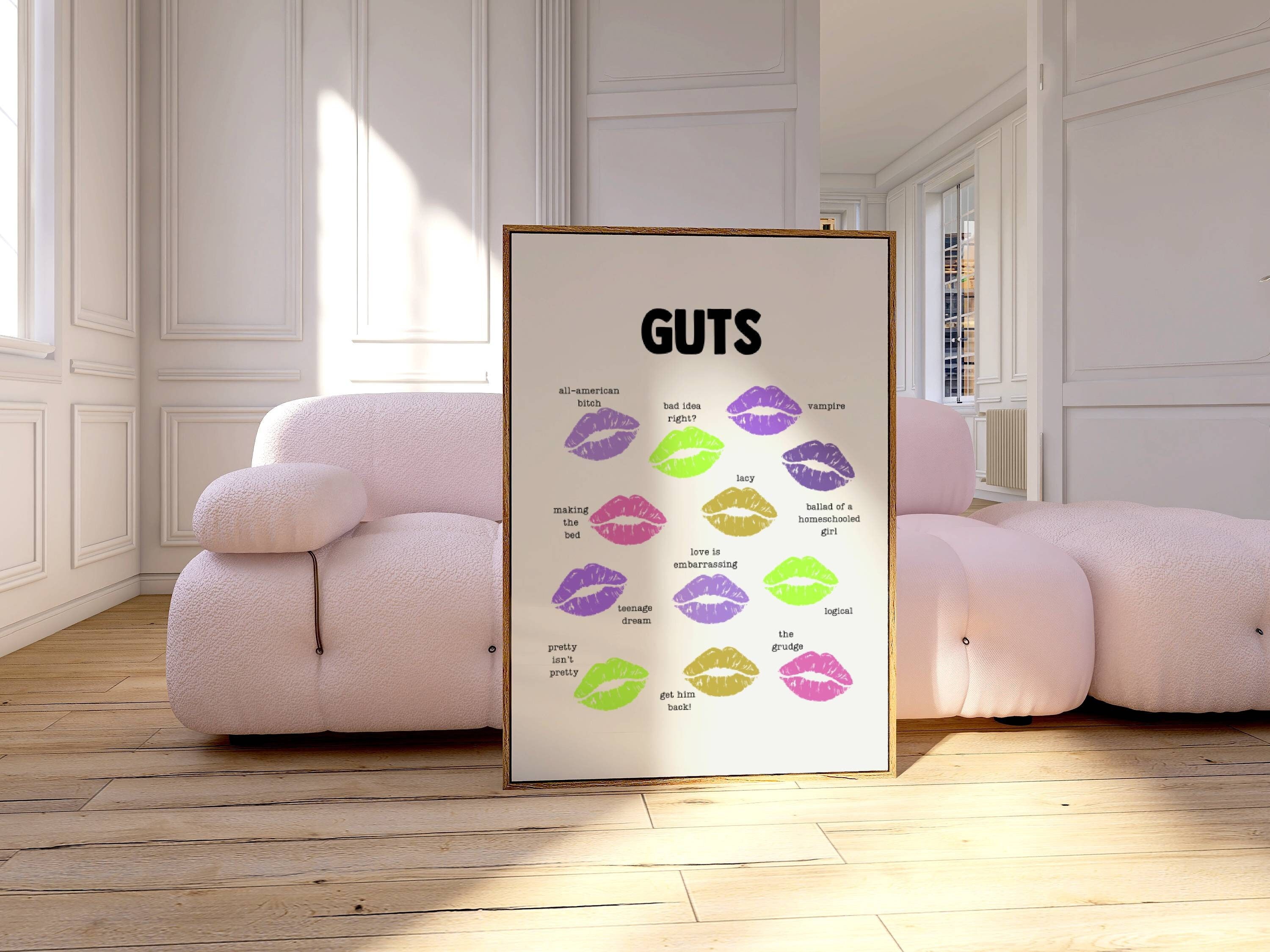 Olivia Rodrigo GUTS track list poster | Olivia Rodrigo y2k wall art ...