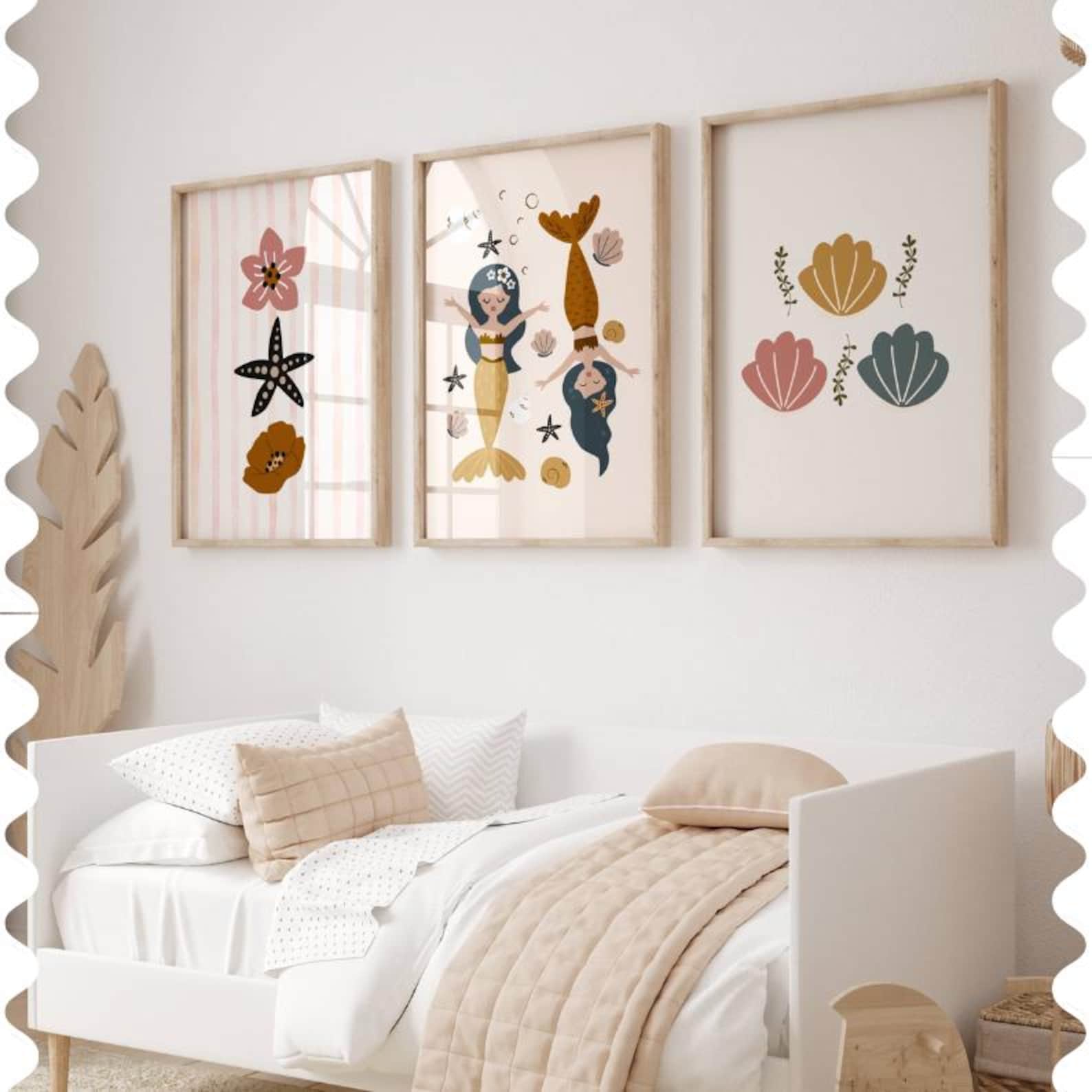 Mermaid Wall Art Set: Boho Coastal Nursery Decor (digital Prints) - Etsy