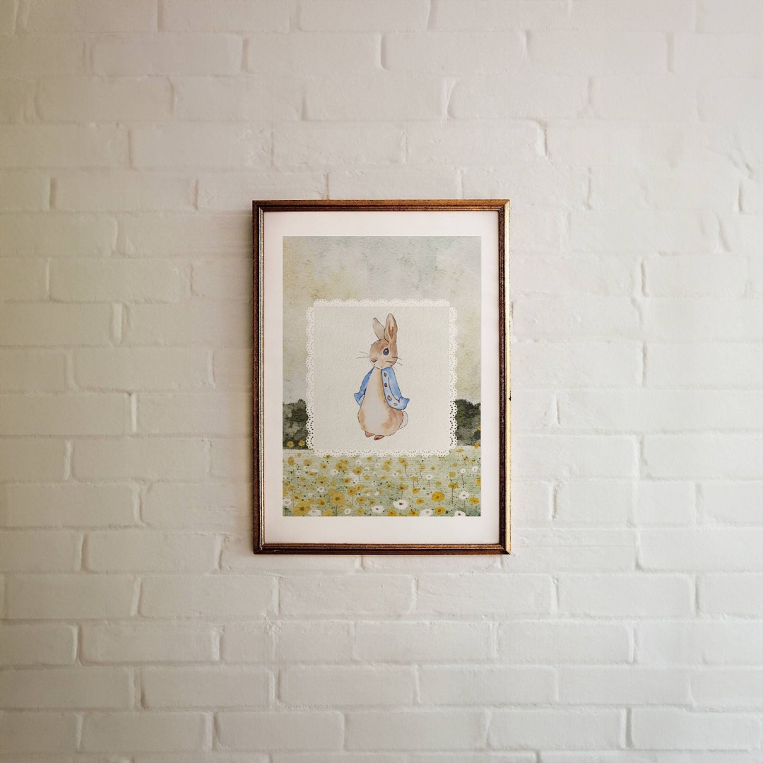 Vintage Peter Rabbit Watercolor Print: Floral Nursery Decor (digital ...