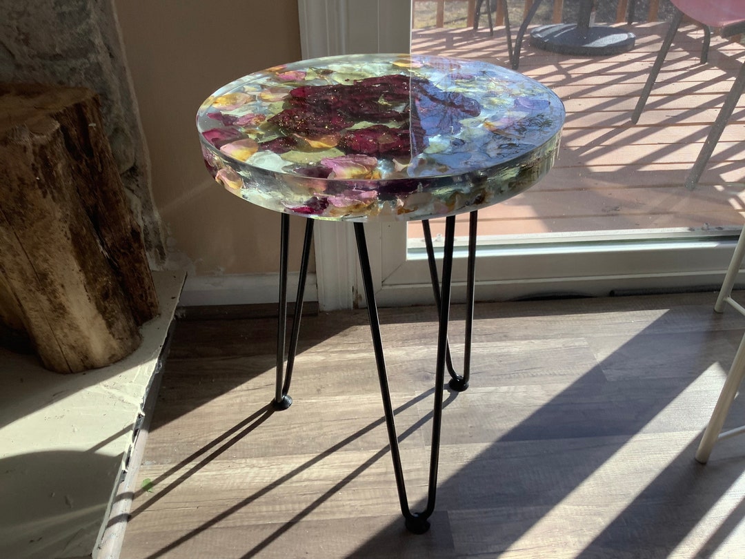 Unique Dried Flower Resin End Tables - Etsy