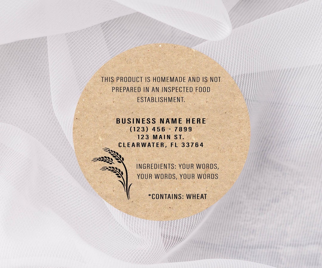 Custom Homemade Bread Labels: Kraft Cottage Law Stickers - Etsy
