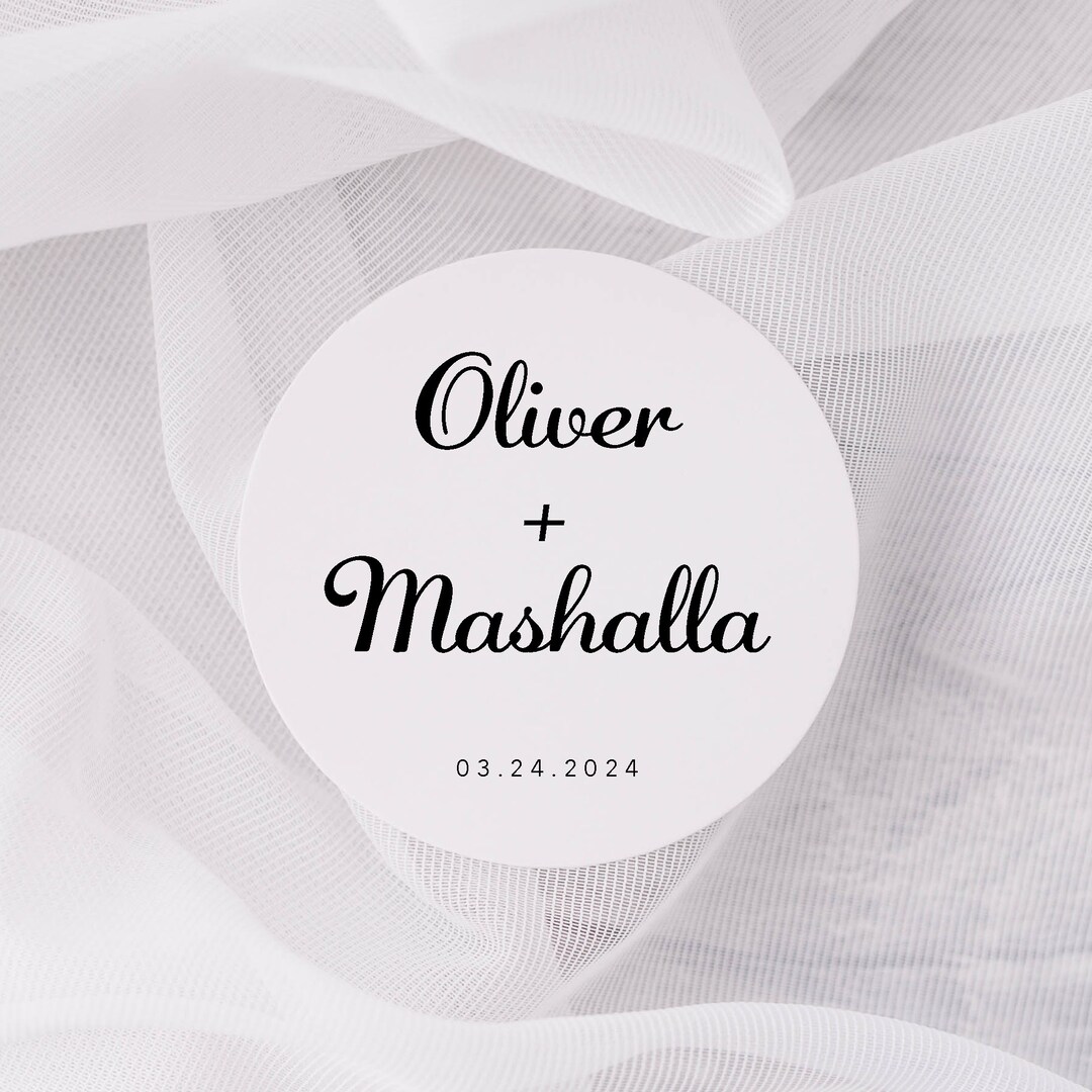 Wedding Labels With Names Round White Matte Stickers Wedding Snack Bag ...