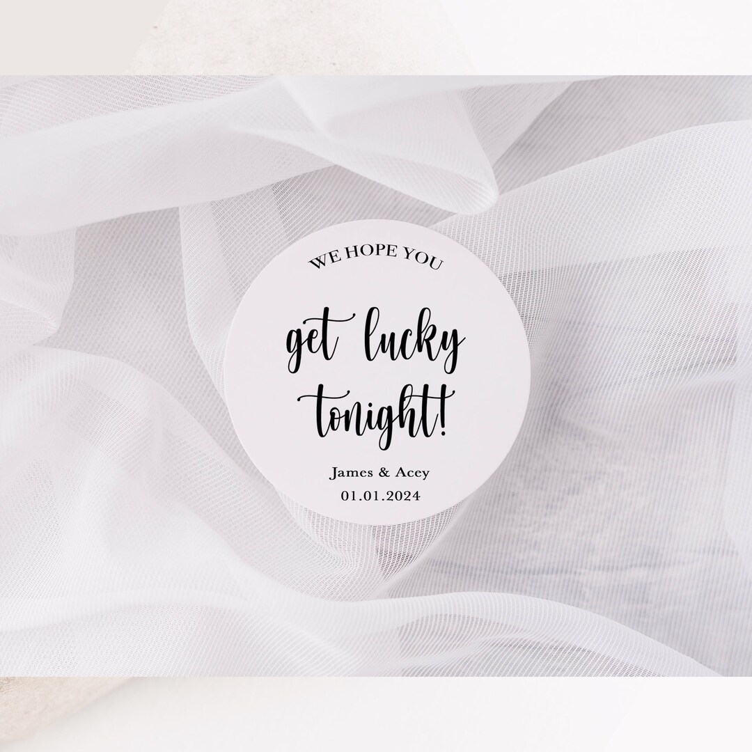 Wedding Lottery Favor Bag Labels, Custom Round White Matte Stickers ...