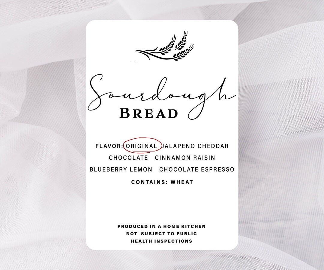 Brown Kraft Sourdough Flavor Option Labels,home Bakery Cottage Law ...