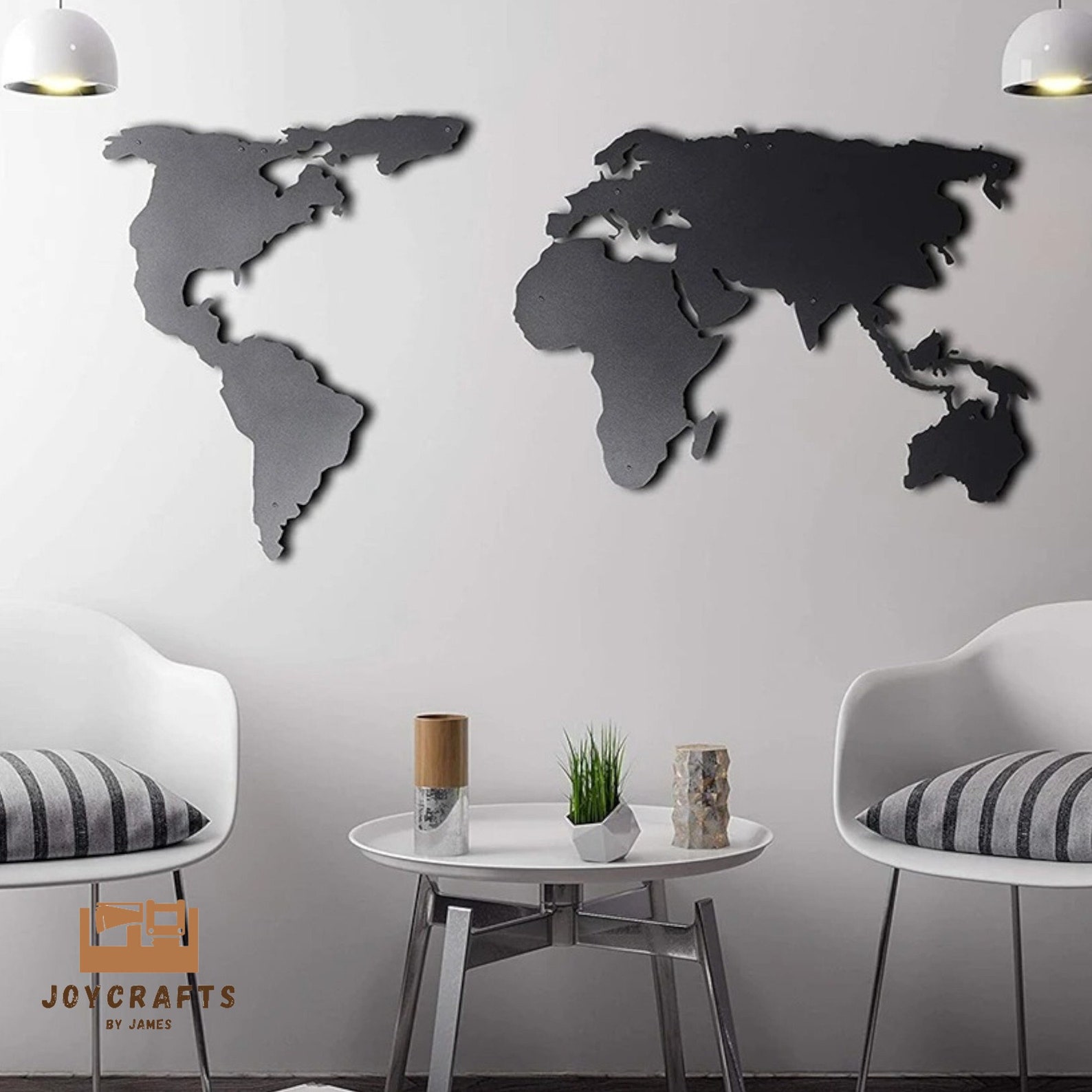 Metal World Map Wall Art, World Map Wall Decor Hanging Art, Home Dining ...