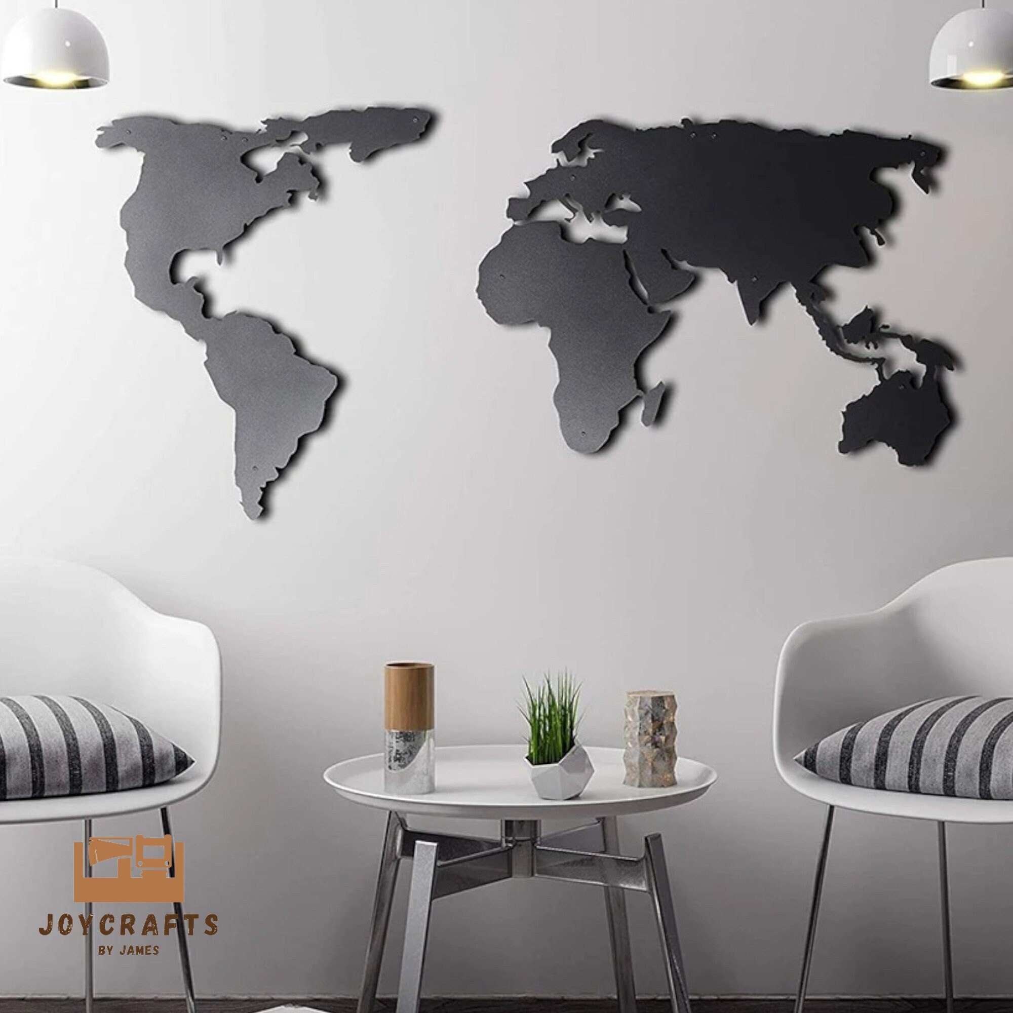 Metal World Map Wall Art, World Map Wall Decor Hanging Art, Home Dining ...