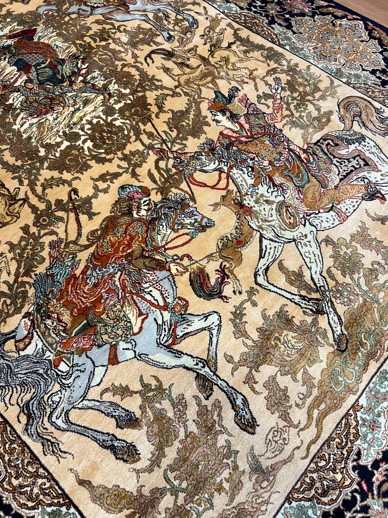 Jungle Hunting Carpet,hand Carpet , Floral Carpet, Handmade Carpet ...