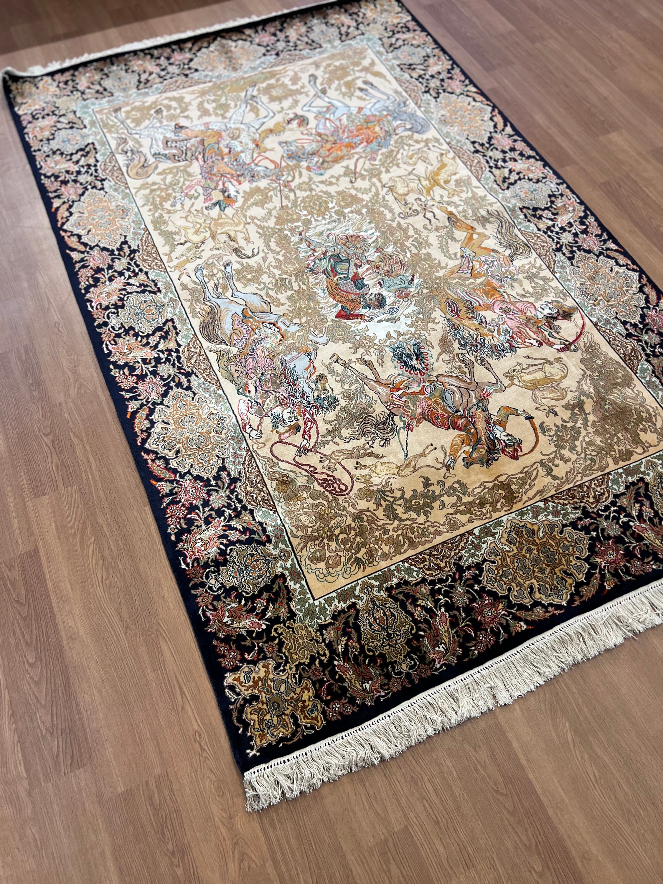 Jungle Hunting Carpet,hand Carpet , Floral Carpet, Handmade Carpet ...