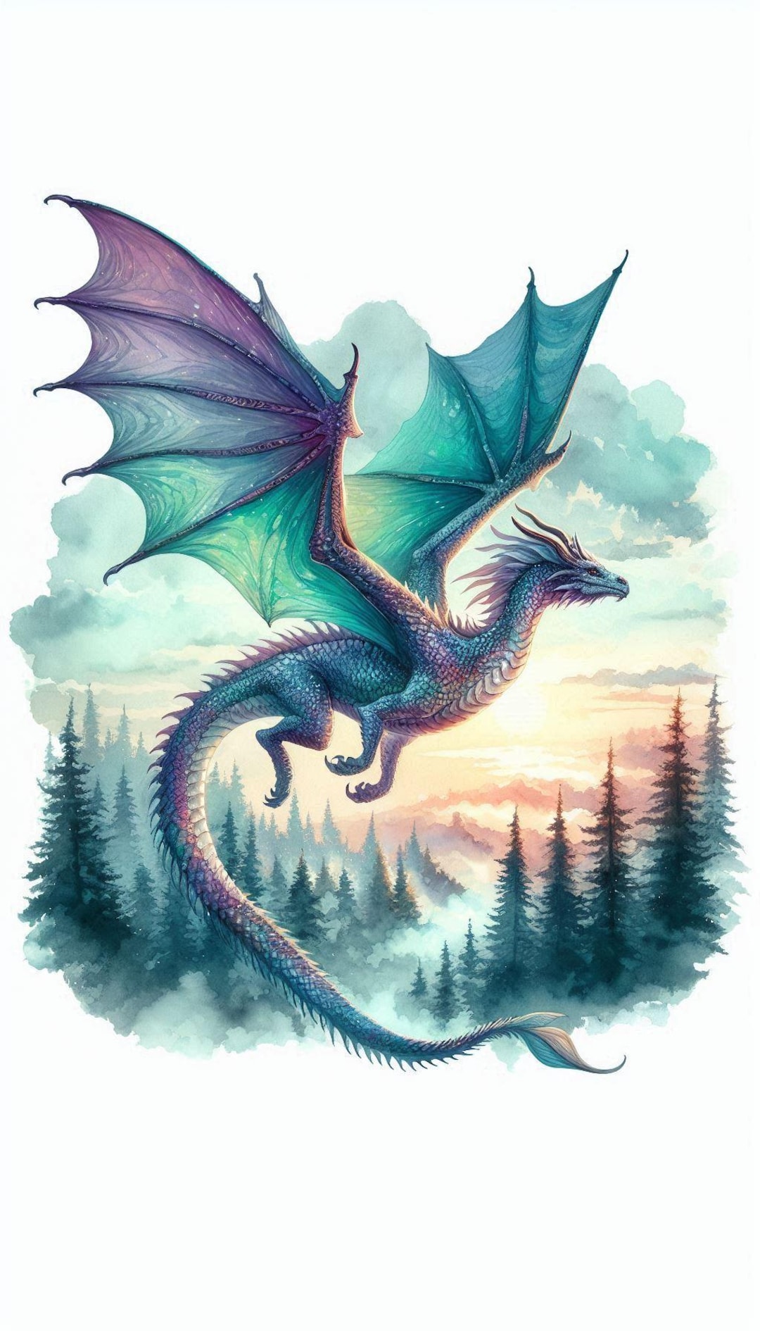 Watercolor Dragon - Etsy