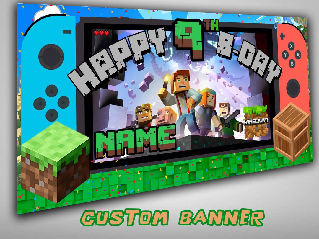 Minecraft Birthday Banner - Etsy